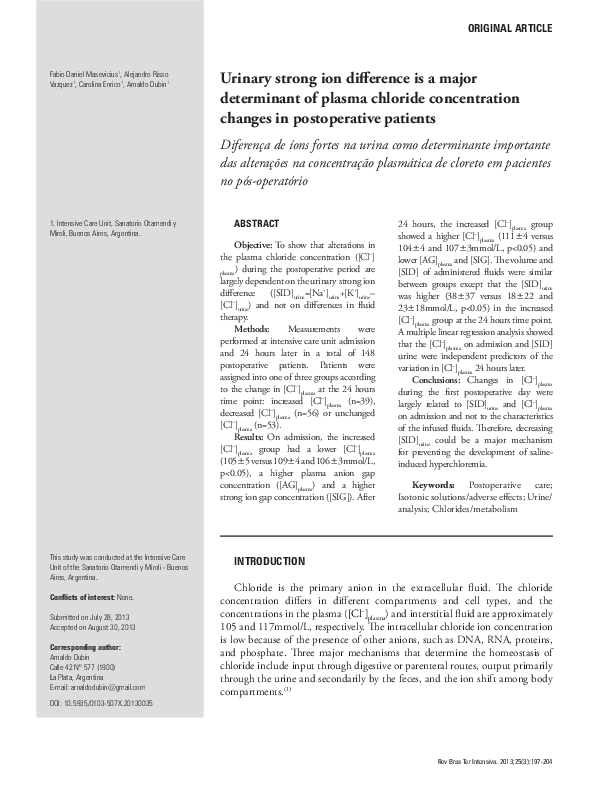 (PDF) Urinary strong ion difference is a major determinant of plasma ...