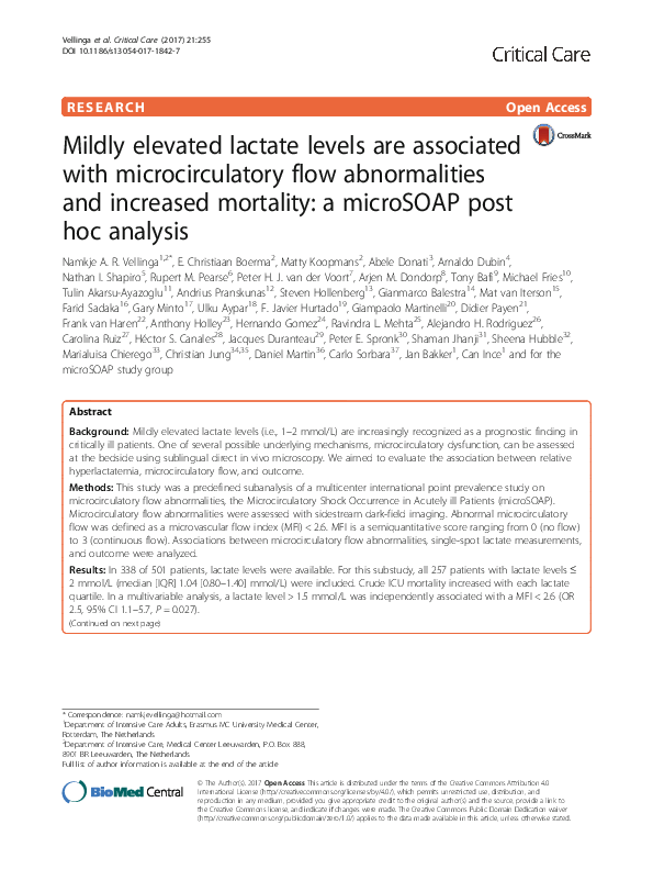 (PDF) Mildly elevated lactate levels are associated with ...