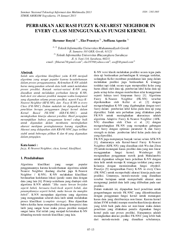 (PDF) Perbaikan Akurasi Fuzzy K-Nearest Neighbor in Every Class ...