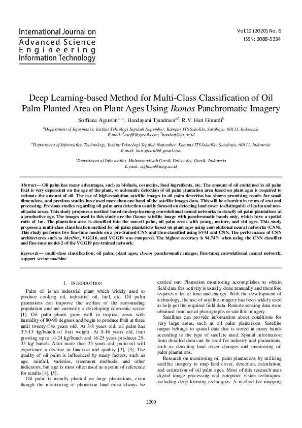 (PDF) Deep Learning-based Method for Multi-Class Classification of Oil Palm Planted Area on ...