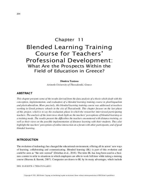 (PDF) Blended Learning Training Course for Teachers’ Professional ...