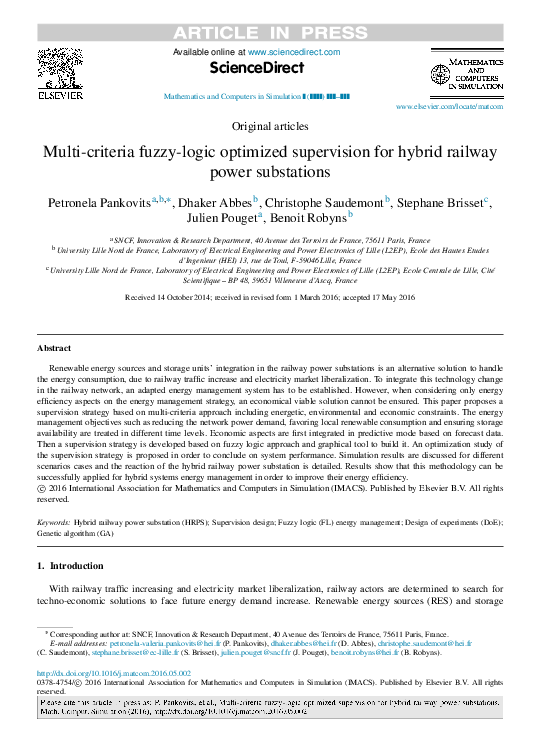 Pdf Multi Criteria Fuzzy Logic Optimized Supervision For Hybrid Railway Power Substations