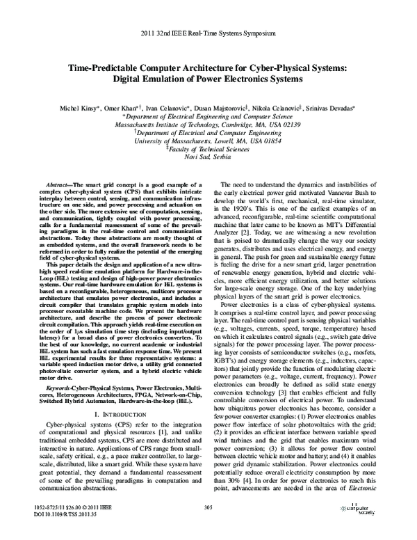 (PDF) Time-Predictable Computer Architecture for Cyber-Physical Systems: Digital Emulation of ...