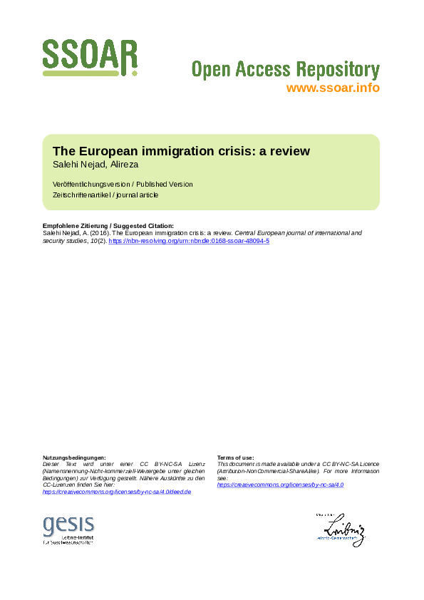 (PDF) The European Immigration Crisis: A Review