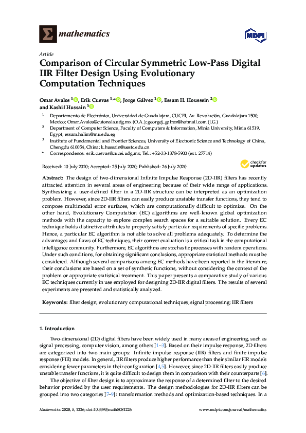 Pdf Comparison Of Circular Symmetric Low Pass Digital Iir Filter Design Using Evolutionary