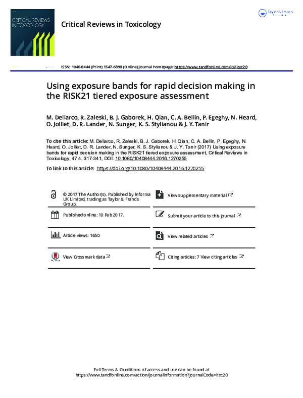 (PDF) Using exposure bands for rapid decision making in the RISK21 ...
