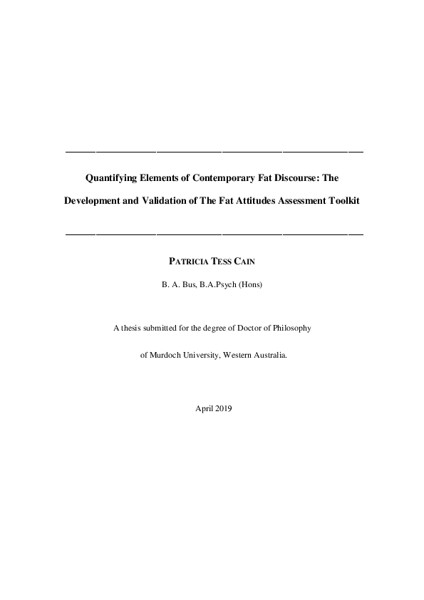 (PDF) Quantifying elements of contemporary fat discourse: The development and validation of the ...