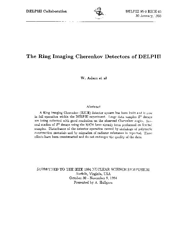 (PDF) The ring imaging Cherenkov detectors of DELPHI