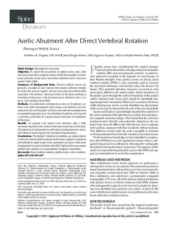 (PDF) Aortic Abutment After Direct Vertebral Rotation