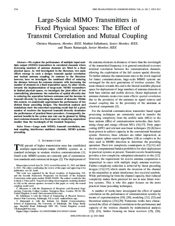 Pdf Mimo Transmitters Correlation And Coupling Effects