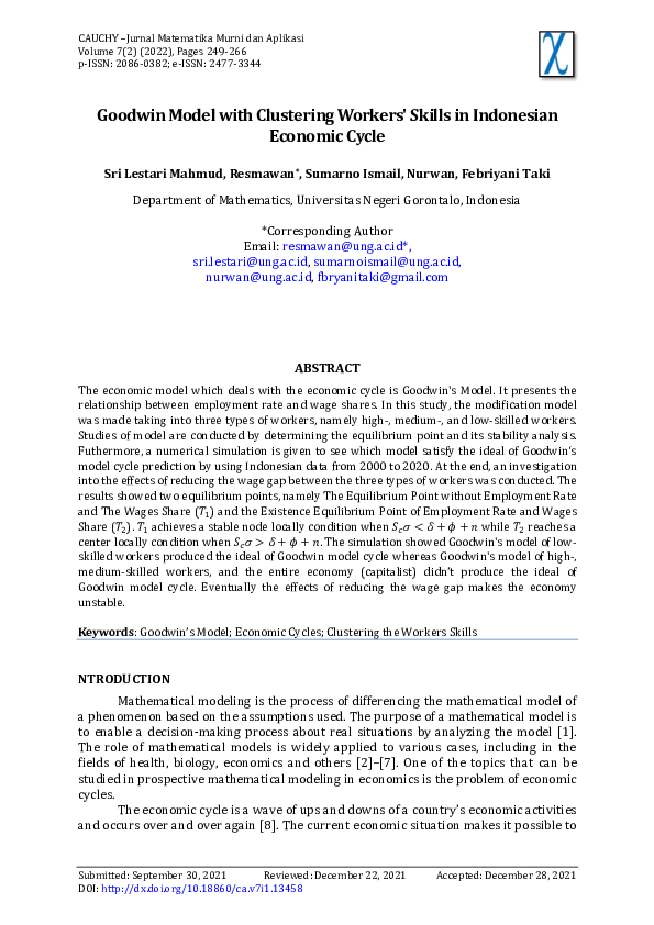(PDF) Goodwin Model with Clustering Workers' Skills in Indonesian ...