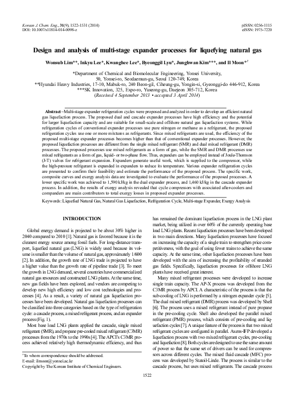(PDF) Design and analysis of multi-stage expander processes for ...