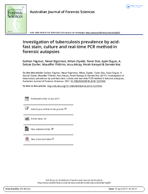 (PDF) Investigation of tuberculosis prevalence by acid-fast stain ...