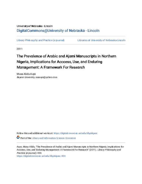 (PDF) The Prevalence of Arabic and Ajami Manuscripts in Northern ...