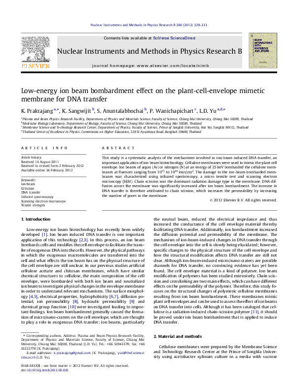 (PDF) Low-energy ion beam bombardment effect on the plant-cell-envelope mimetic membrane for DNA ...