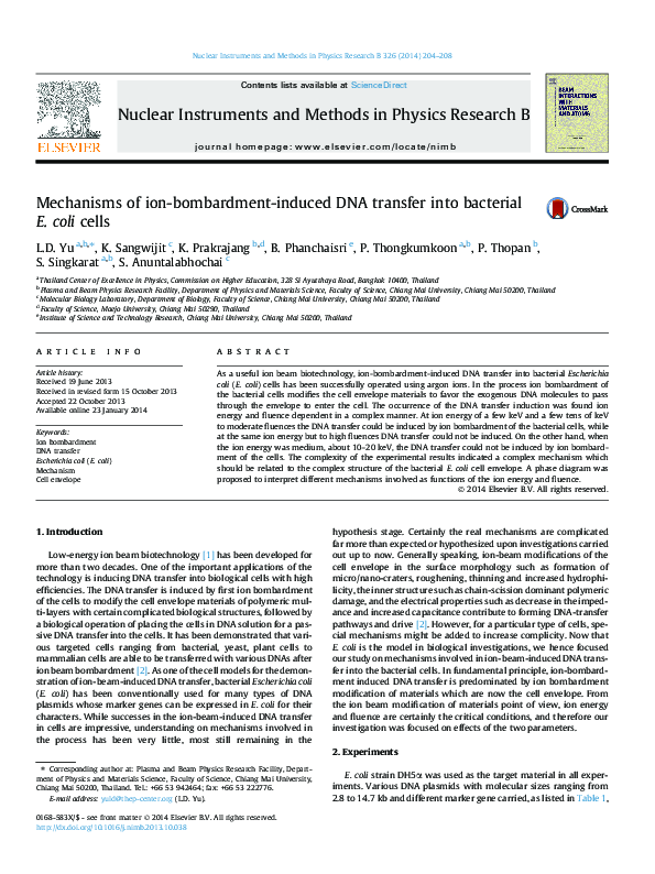 (PDF) Mechanisms of ion-bombardment-induced DNA transfer into bacterial ...
