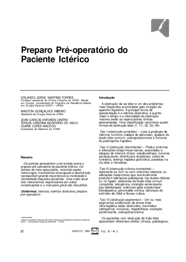 (PDF) Preparo pré-operatório do paciente ictérico