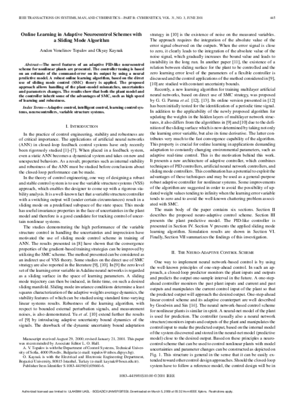 (PDF) Adaptive Neurocontrol with Online Learning for Nonlinear Systems