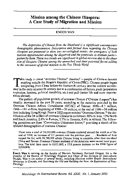 (PDF) Mission among the Chinese Diaspora: A Case Study of Migration and ...
