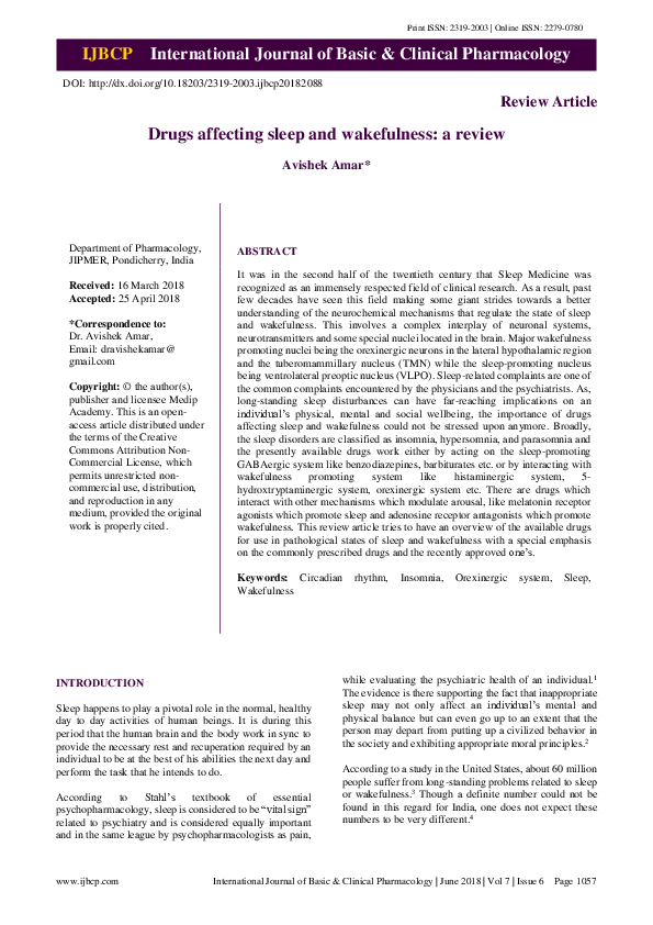 (PDF) Impact of Drugs on Sleep and Wakefulness