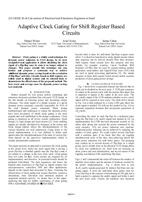 (PDF) Adaptive clock gating for shift register based circuits