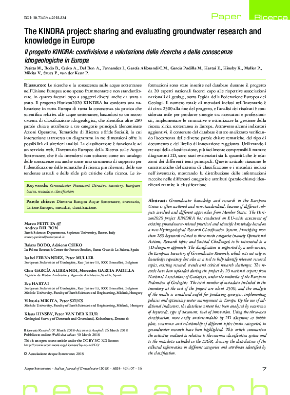 (PDF) The KINDRA project: sharing and evaluating groundwater research ...