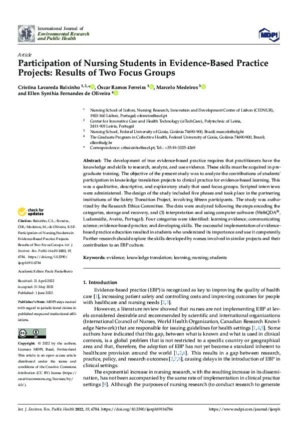 (PDF) Participation of Nursing Students in Evidence-Based Practice ...