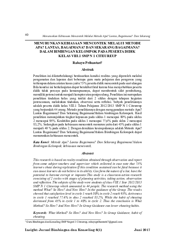 (PDF) Menurunkan Kebiasaan Mencontek Melalui Metode Apa? Lantas, Bagaimana? Dan Sekarang ...