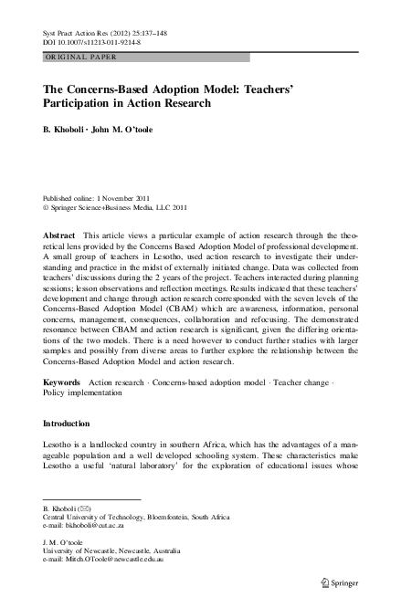 (PDF) The Concerns-Based Adoption Model: Teachers’ Participation in ...