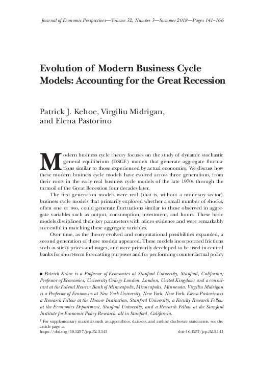 (PDF) Evolution of Modern Business Cycle Models: Accounting for the ...