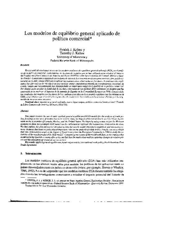 (PDF) Los modelos de equilibrio general aplicado de política comercial