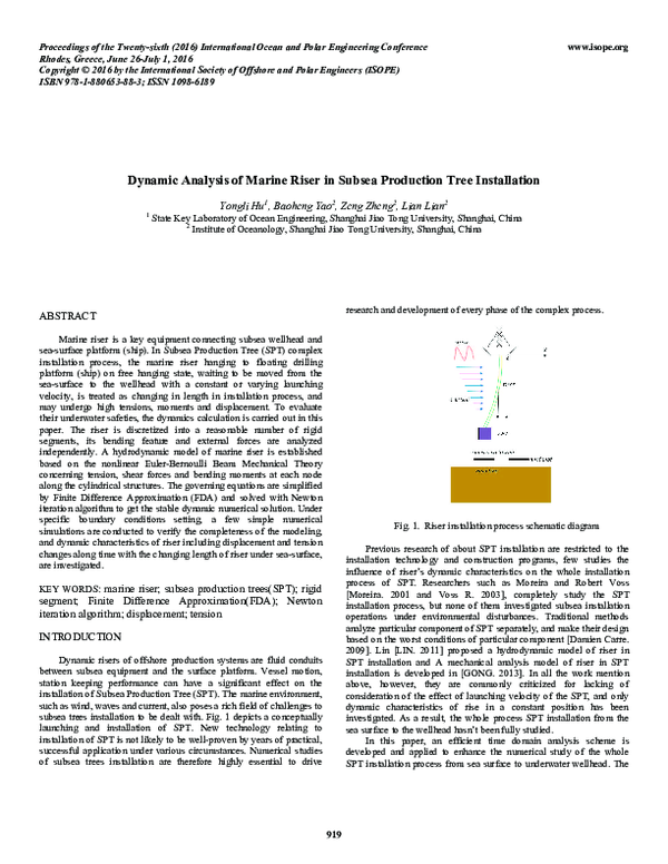 (PDF) Dynamic Analysis of Marine Riser in Subsea Production Tree ...