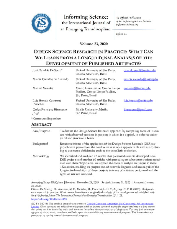 (PDF) Design Science Research in Practice: What Can We Learn from a Longitudinal Analysis of the ...