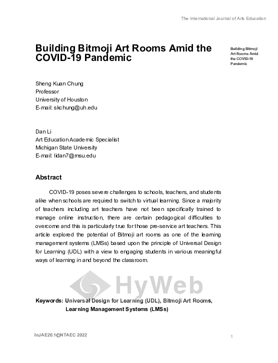 (PDF) Building Bitmoji art rooms amid the COVID-19 pandemic