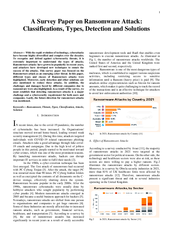 (PDF) A Survey Paper on Ransomware Attack: Classifications, Types ...