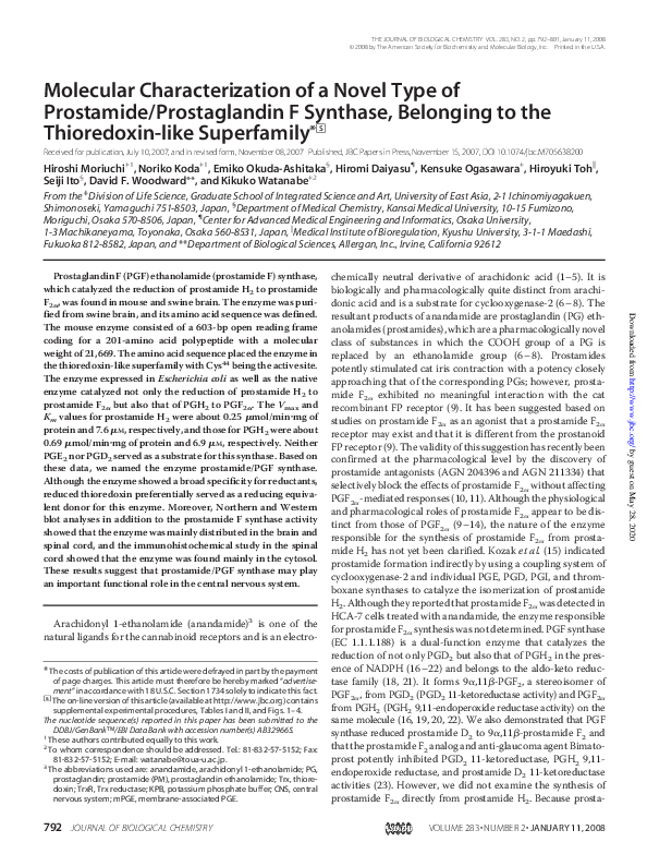 (PDF) Molecular Characterization of a Novel Type of Prostamide ...