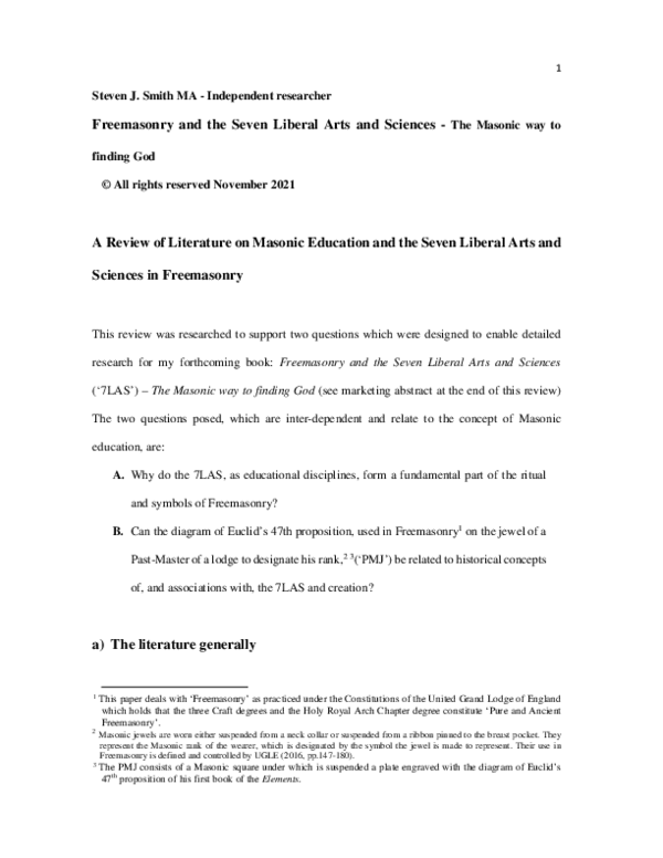 (PDF) Freemasonry and the Seven Liberal Arts and Sciences -The Masonic ...