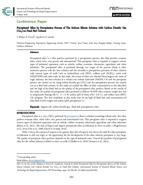 (PDF) Precipitated Silica by Precipitation Process of The Sodium ...