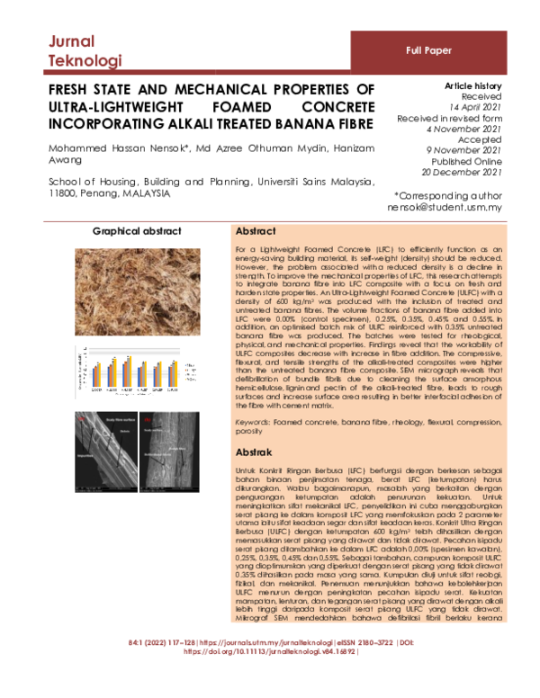 (PDF) Fresh State and Mechanical Properties of Ultra-Lightweight Foamed ...