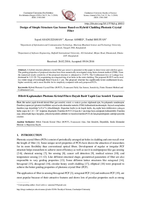 Pdf Design Of Simple Structure Gas Sensor Based On Hybrid Photonic