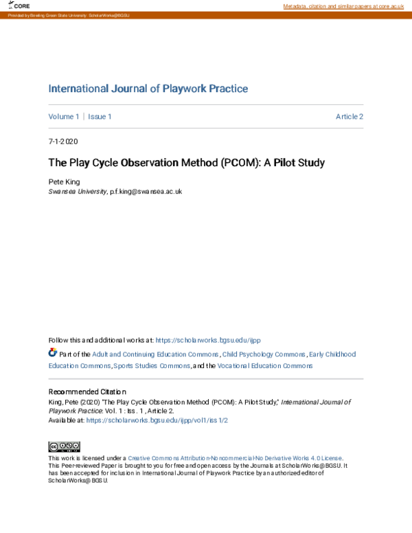 (PDF) The Play Cycle Observation Method (PCOM): A Pilot Study