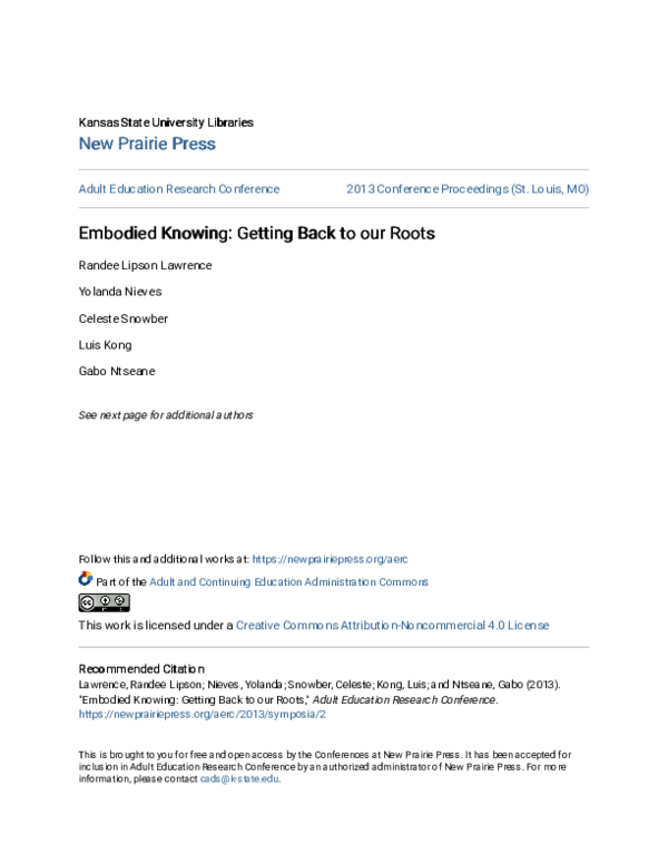 (PDF) Embodied Knowing: Getting Back to our Roots