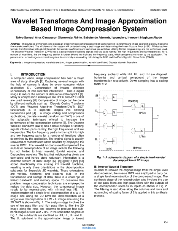 (PDF) Wavelet Transforms And Image Approximation Based Image ... (PDF) Wavelet Transforms And Image Approximation Based Image ...
