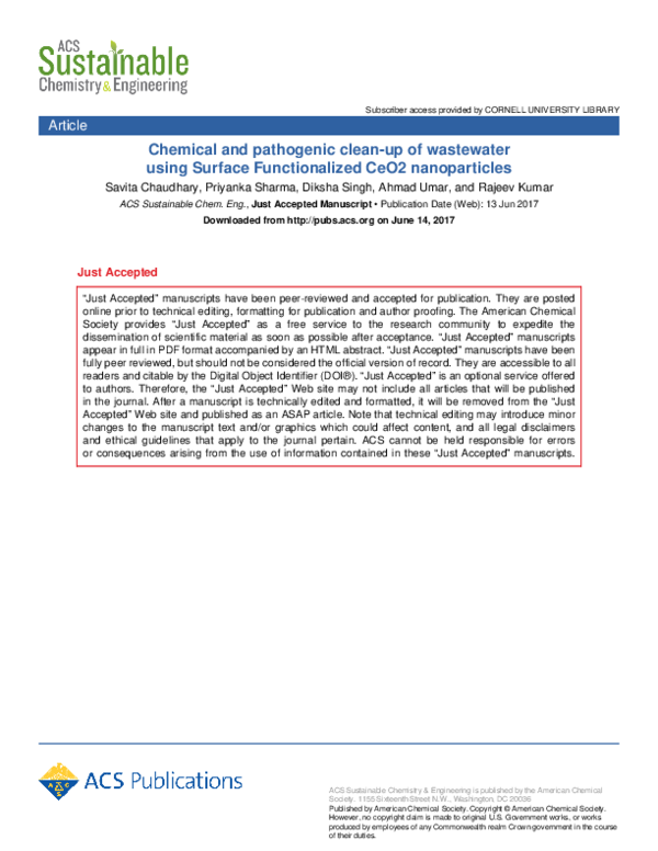 (PDF) Chemical and Pathogenic Cleanup of Wastewater Using Surface ...