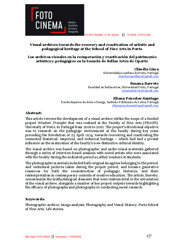 (PDF) Visual archives towards the recovery and reactivation of artistic ...