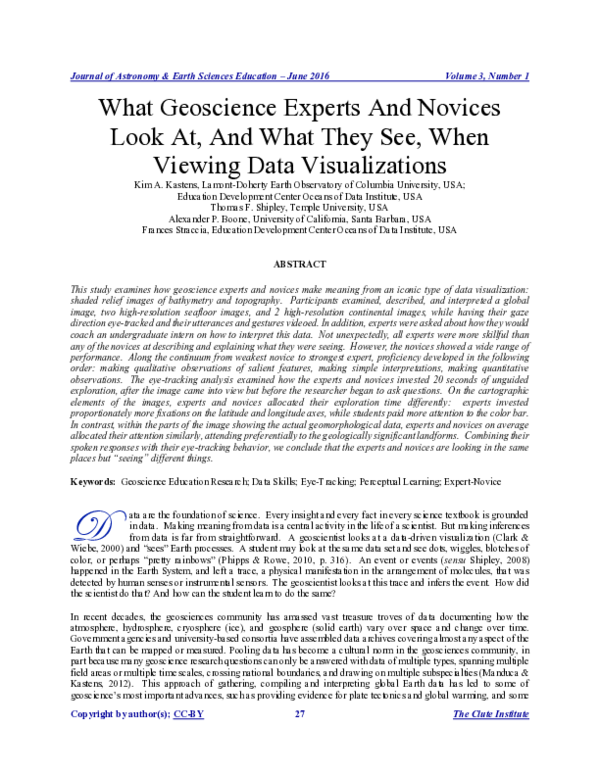 (PDF) What Geoscience Experts And Novices Look At, And What They See, When Viewing Data ...