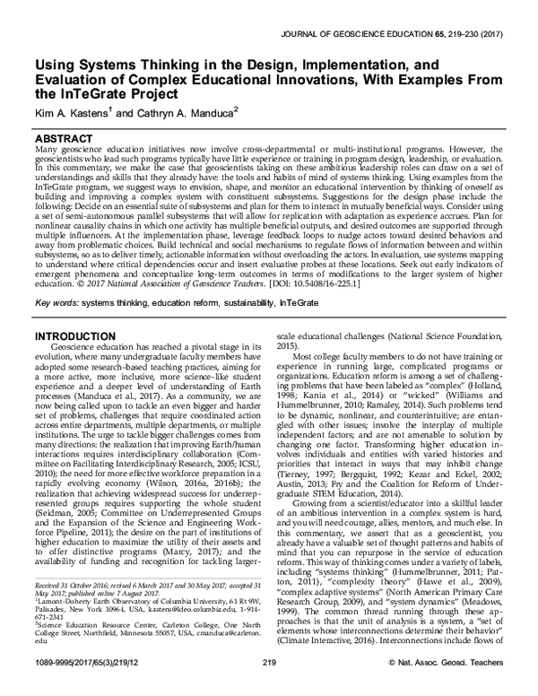 (PDF) Using Systems Thinking in the Design, Implementation, and Evaluation of Complex ...