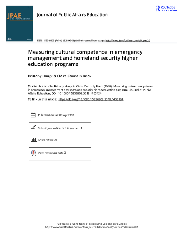 (PDF) Measuring cultural competence in emergency management and ...