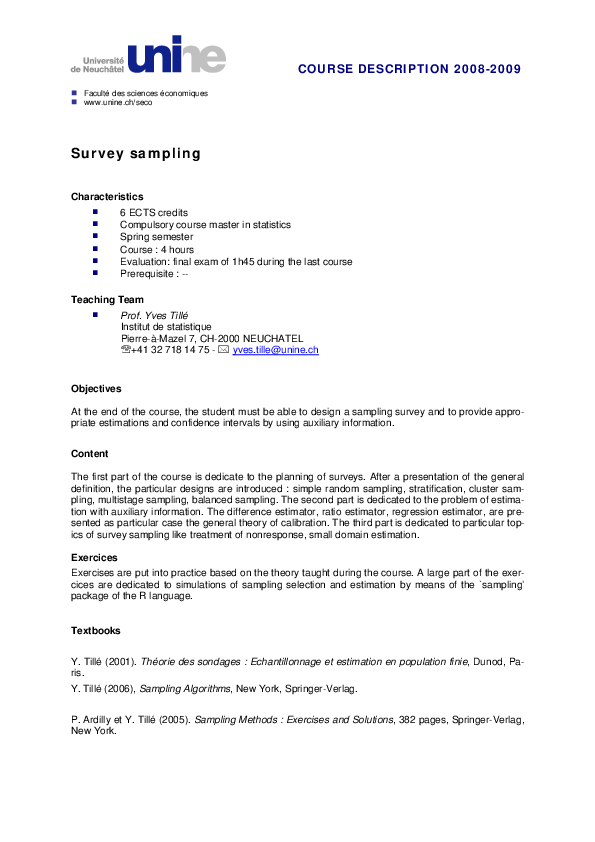 (PDF) Survey sampling