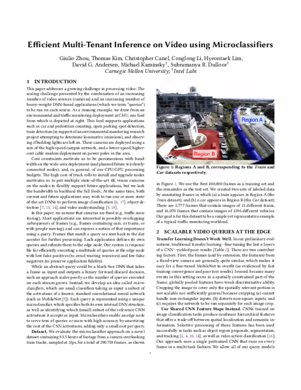 (PDF) Efficient Multi-Tenant Inference on Video using Microclassifiers